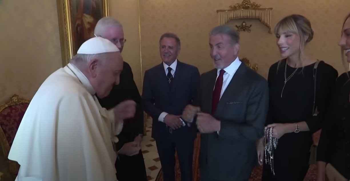 Pope 'Shadowboxes' With Rocky Actor Stallone During Vatican Visit